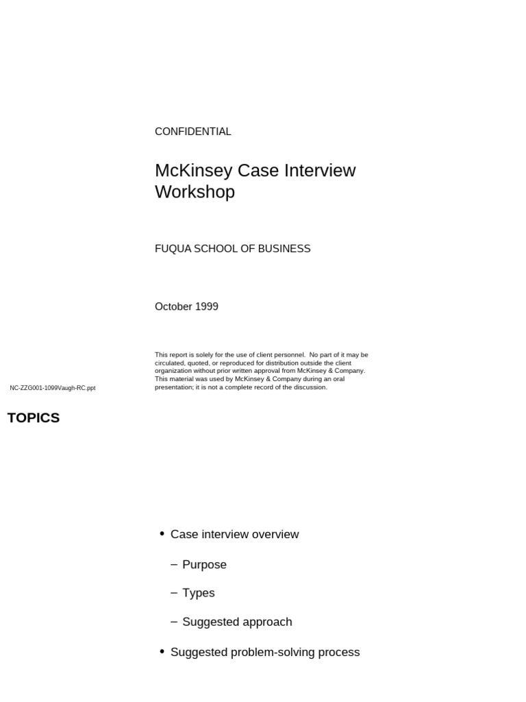 McKinsey Case Interview Workshop | PDF | Hypothesis | Leadership