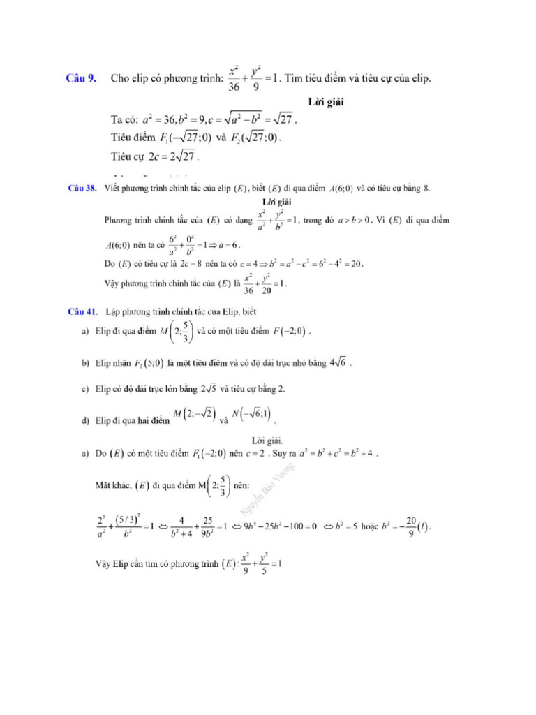 bài tập về elip | PDF