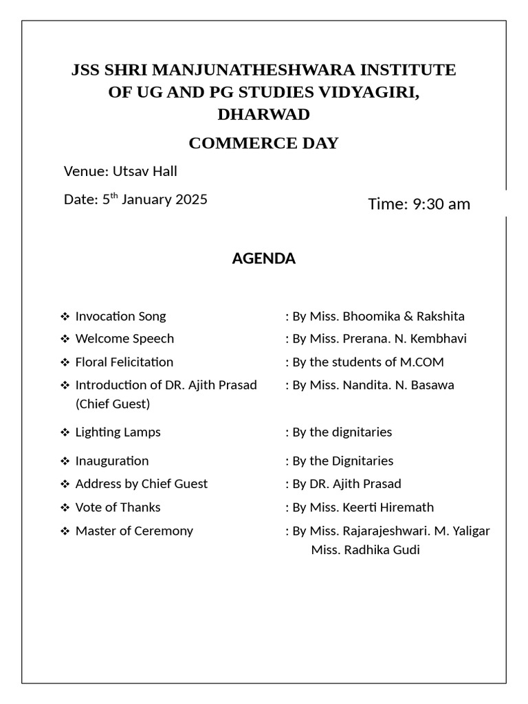 Commerce Day 2025 Agenda Details | PDF
