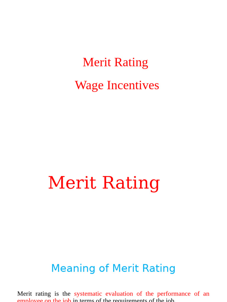 10 Merit Rating- Wages | PDF | Piece Work | Performance Appraisal