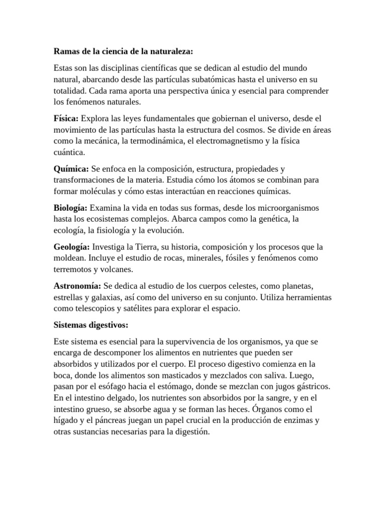 Ramas de la Ciencia y Funciones Vitales | PDF | Biología Celular ...