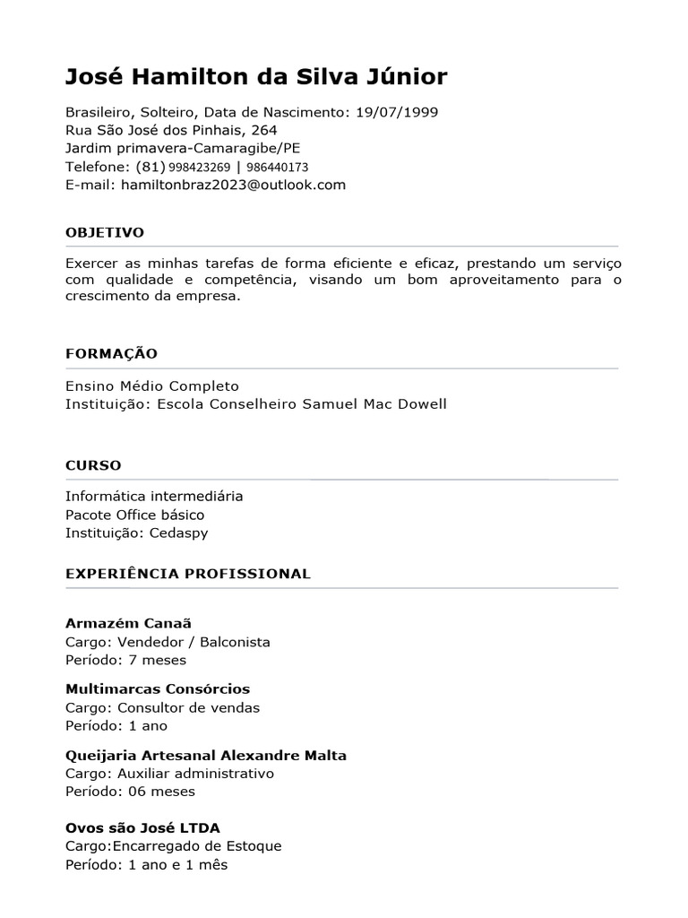 José Hamilton 2024 | PDF