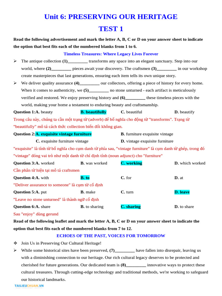 Unit-6-TEST-1-KEY-GRADE-11 | PDF