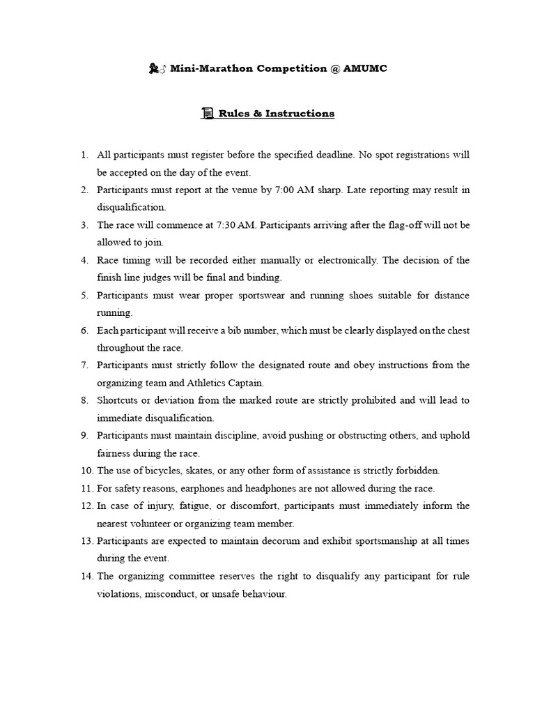 Marathon Rules & Instructions | PDF