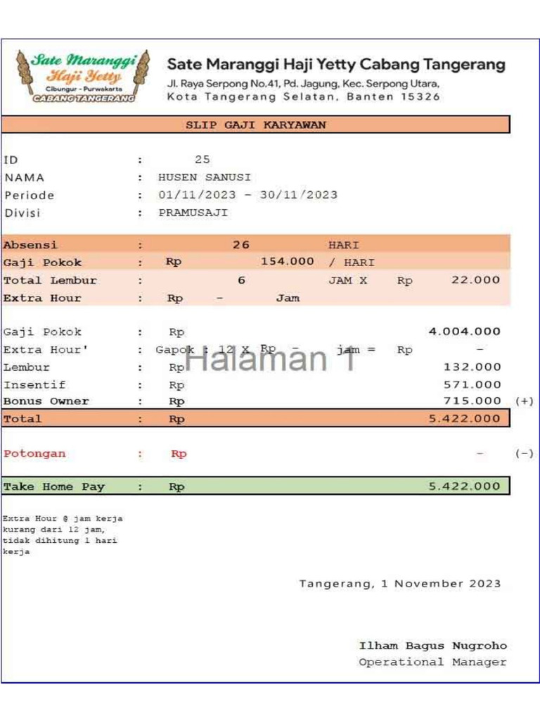 Slip Gaji HJ Yetty | PDF