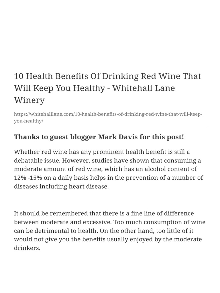 10 Health Benefits of Red Wine | PDF | Wine | Grape