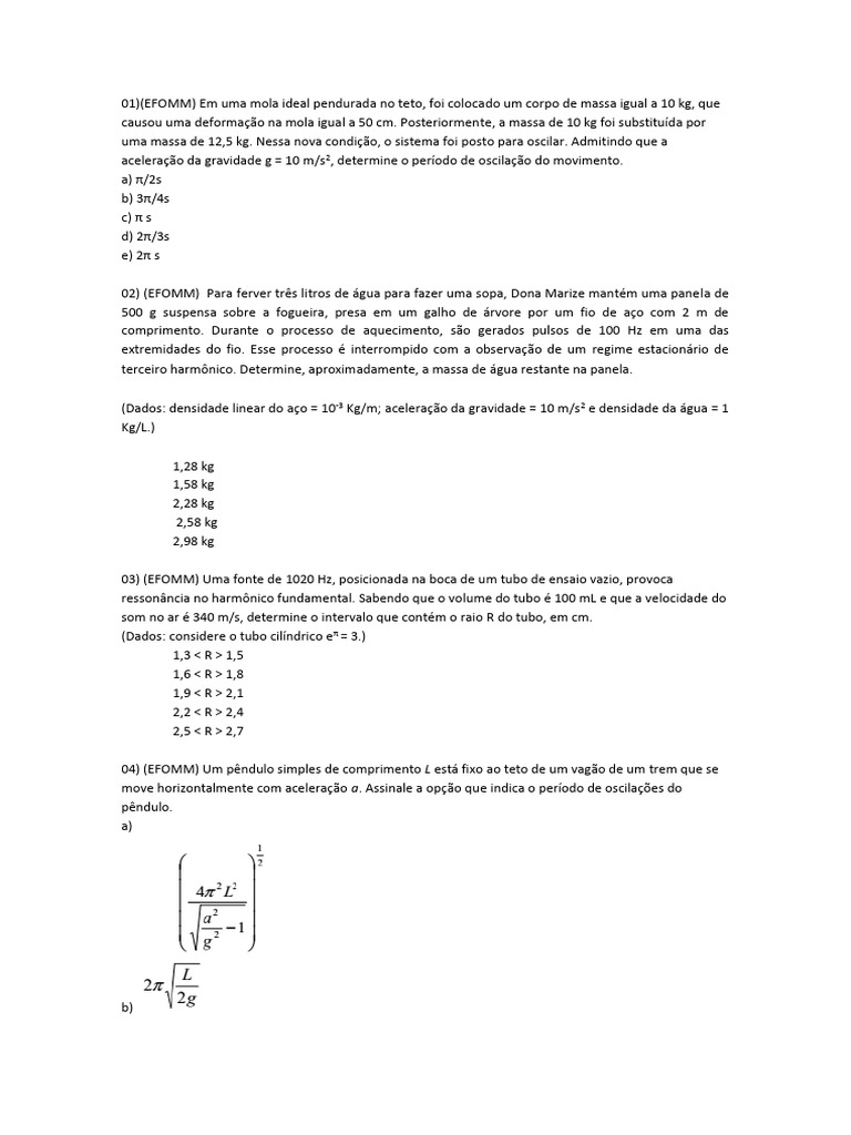 EFOMM - Ondas | PDF | Ondas | Harmônica