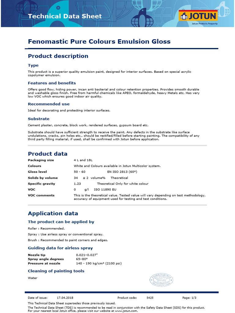 Fenomastic P.C. Emulsion Gloss | PDF | Paint | Materials