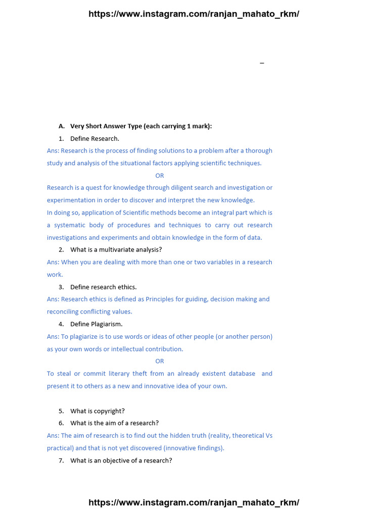 Research Methodology Makaut Question Bank | PDF | Methodology | Statistics