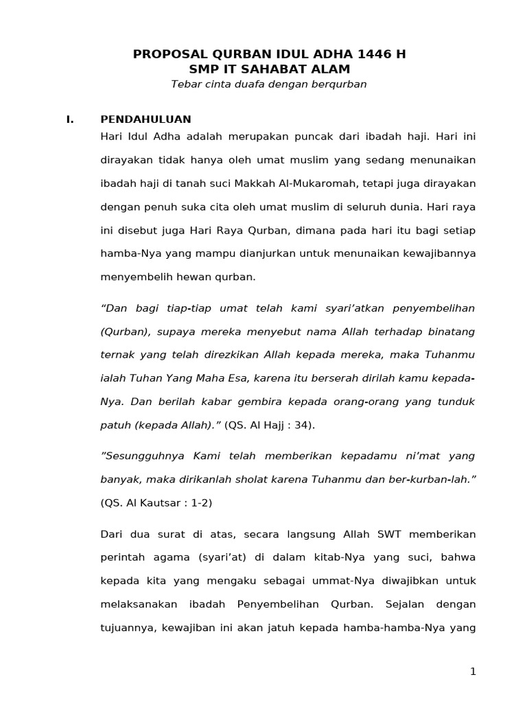Proposal Qurban Idul Adha 1446 H | PDF