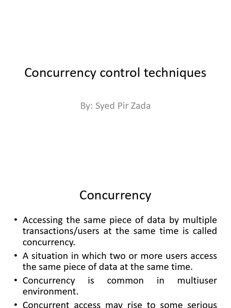 Concurrency Control Techniques Pdf Data Information Science