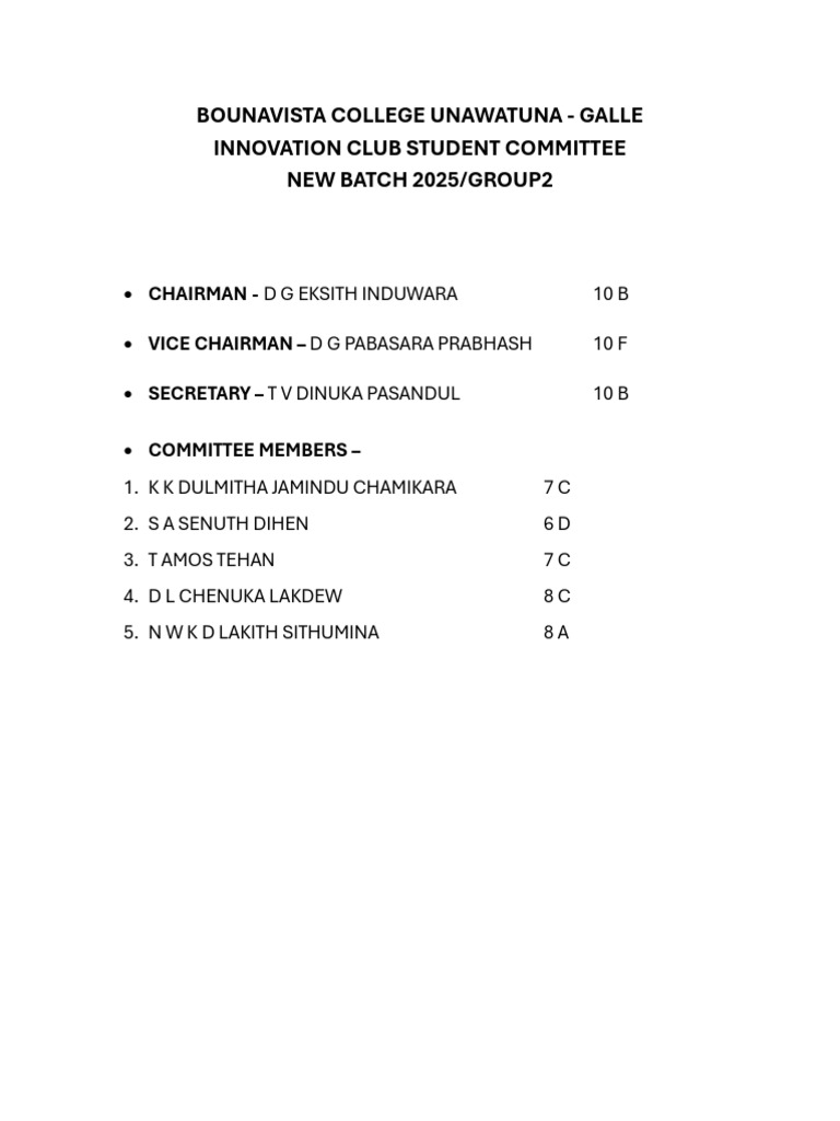 Innovation Club Student Committee | PDF