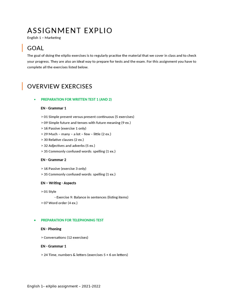 English 1 eXplio Assignment Guide | PDF | Linguistics | Grammar