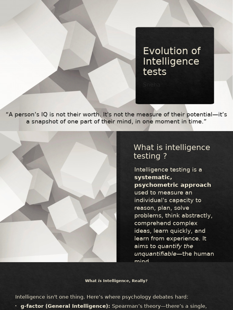 Evolution of Intelligence Tests | PDF | Wechsler Adult Intelligence ...
