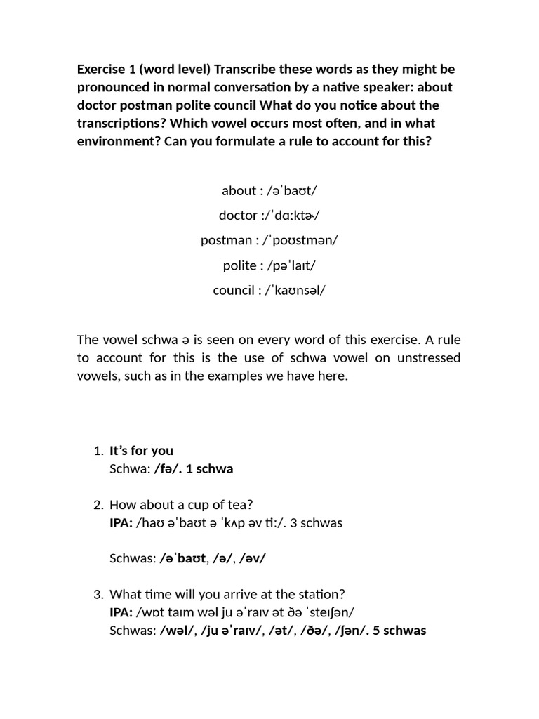 Exercise 1 Phonetics PDF | PDF | Human Voice | Phonetics