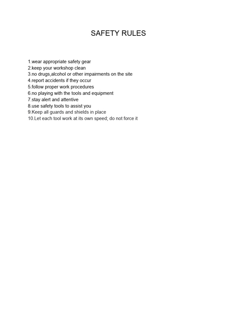 Mechanical Workshop Safety Guidelines | PDF