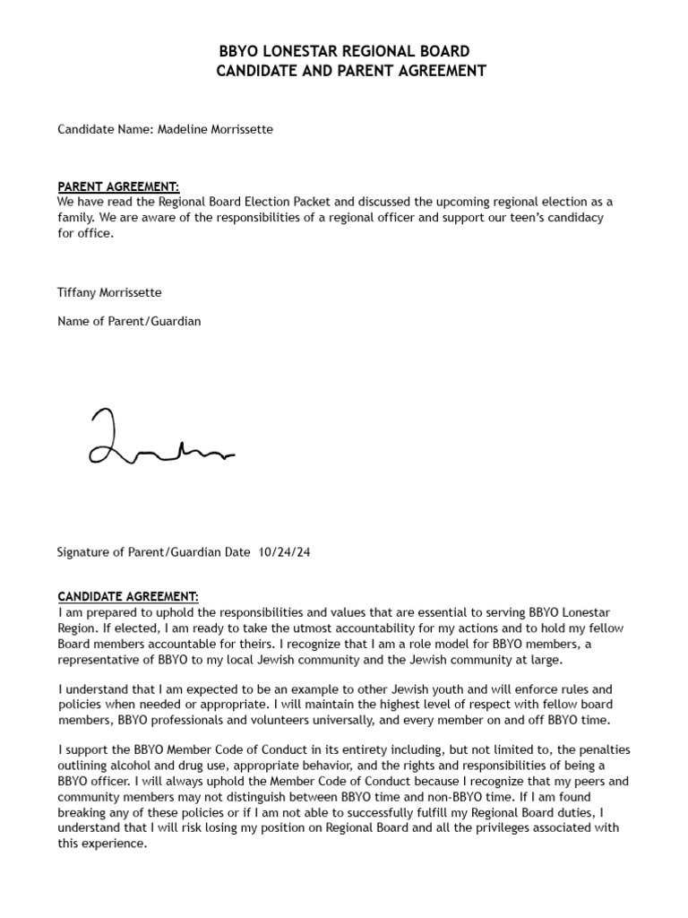 LSR Candidate and Parent Agreement | PDF