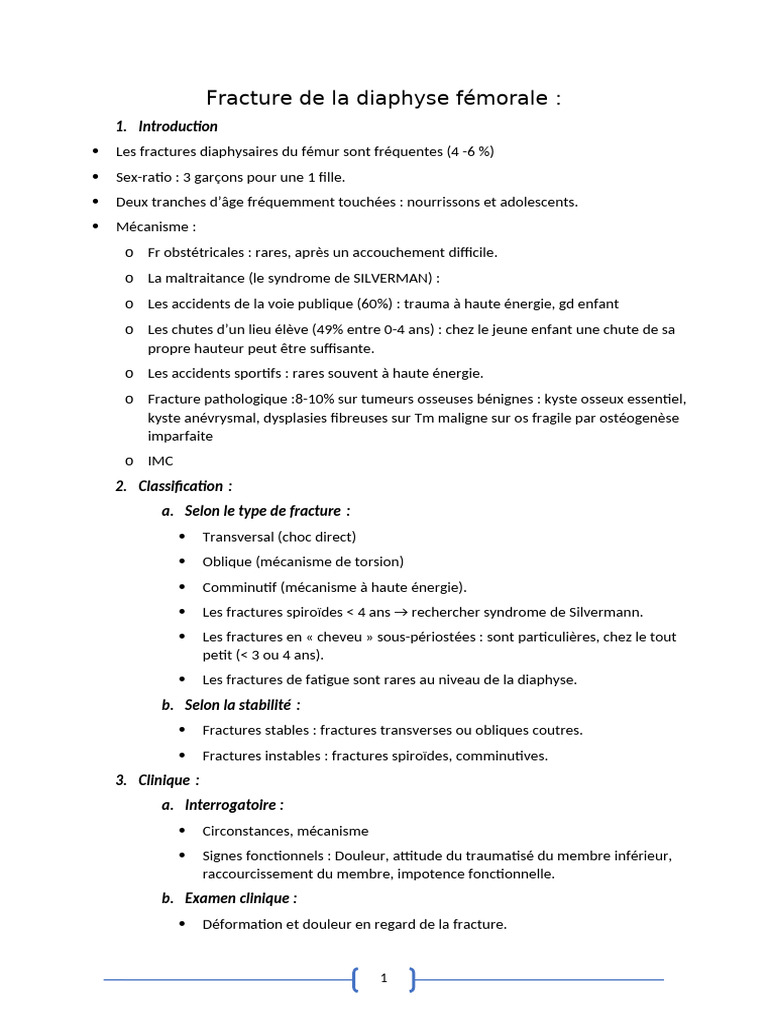 Fractures de la diaphyse fémorale | PDF | Spécialités médicales ...
