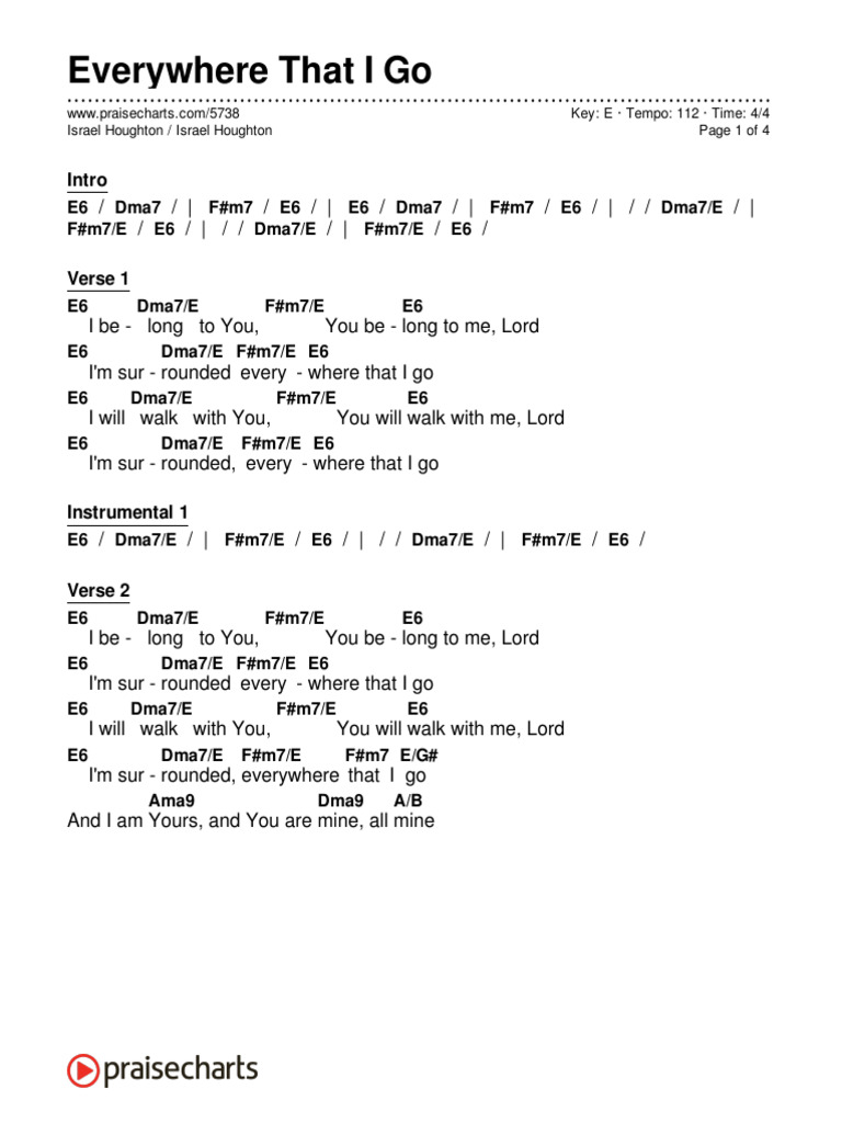 Everywhere That I Go Chords | PDF | Elements Of Music | Music Theory