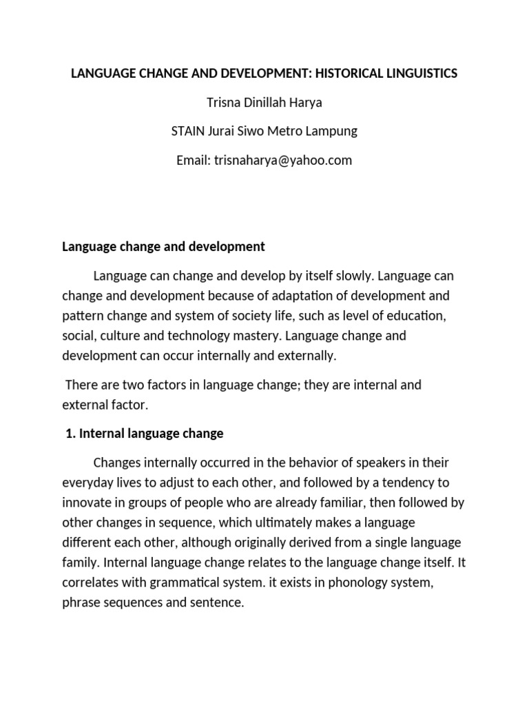 Language Change-Wps Office | PDF | English Language | Grammatical Gender