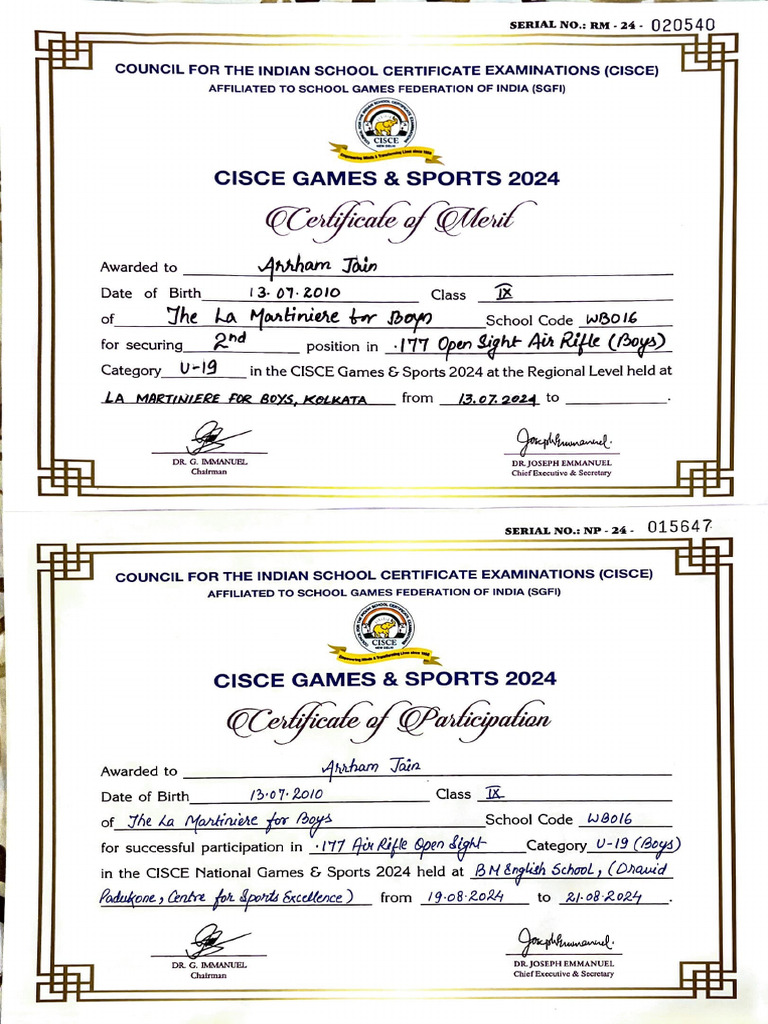CISCE Sports Certificate 2024 Details | PDF
