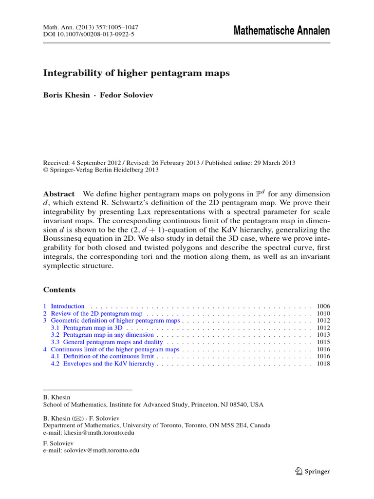 Integrability of Higher Pentagram Maps | PDF | Algebra | Mathematical ...