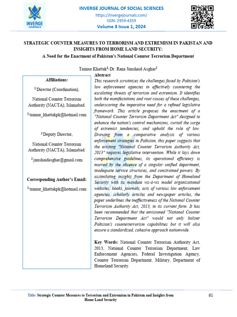 Counter Terrorism Strategies in Pakistan | PDF | United States ...