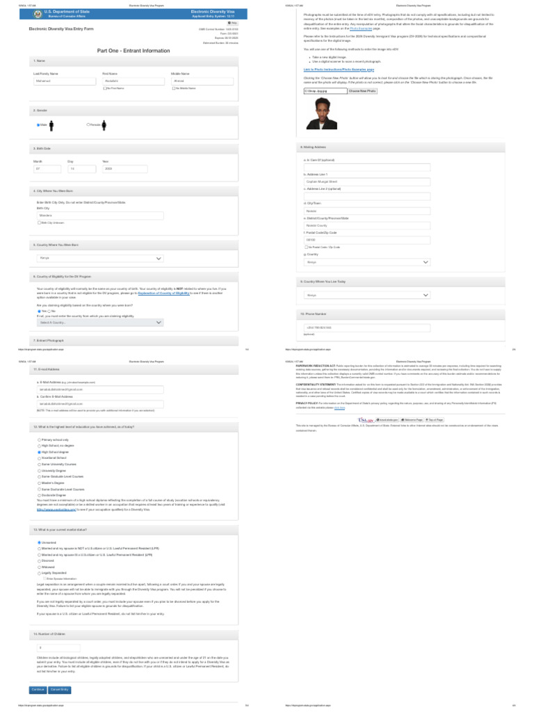 Electronic Diversity Visa Program | PDF