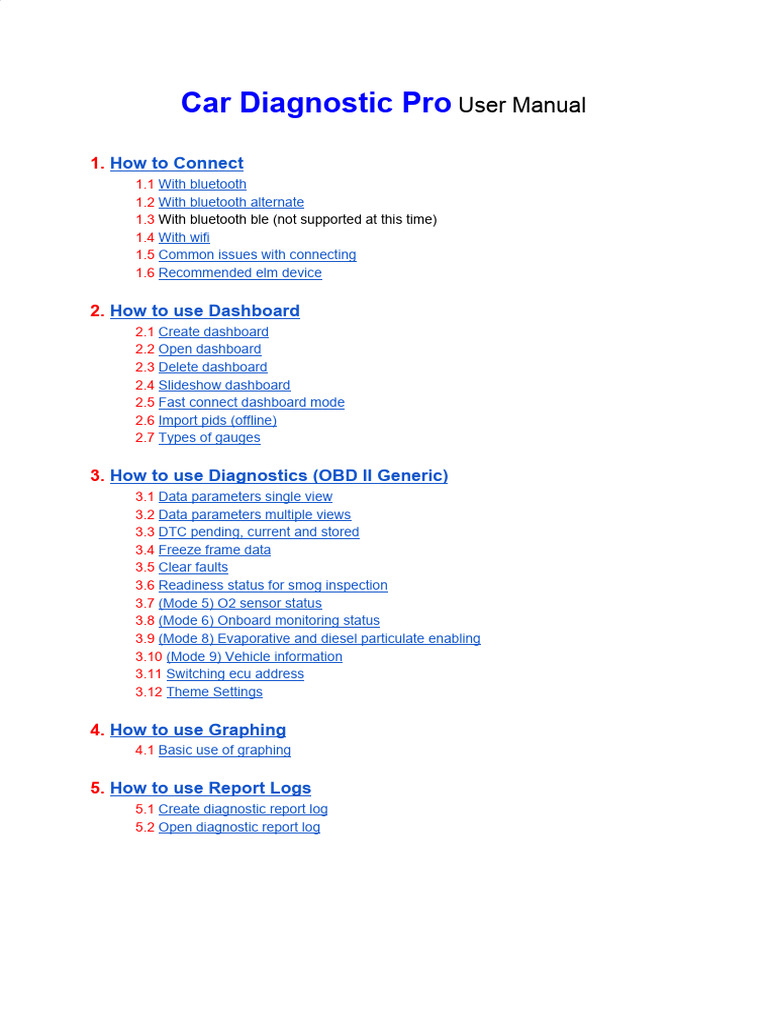 Car Diagnostic Pro User Manual | PDF | Bluetooth | Computing