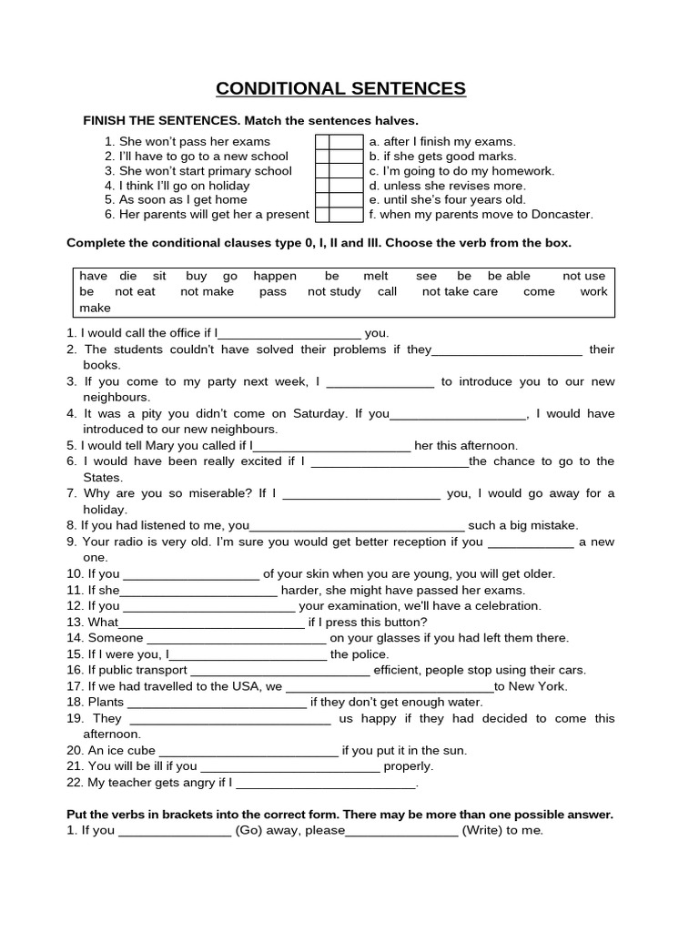 Conditional Sentences Mix 3 | PDF