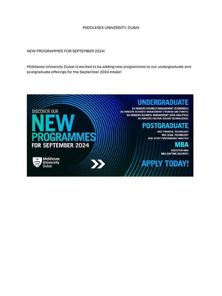 Middlesex University-New Courses | PDF