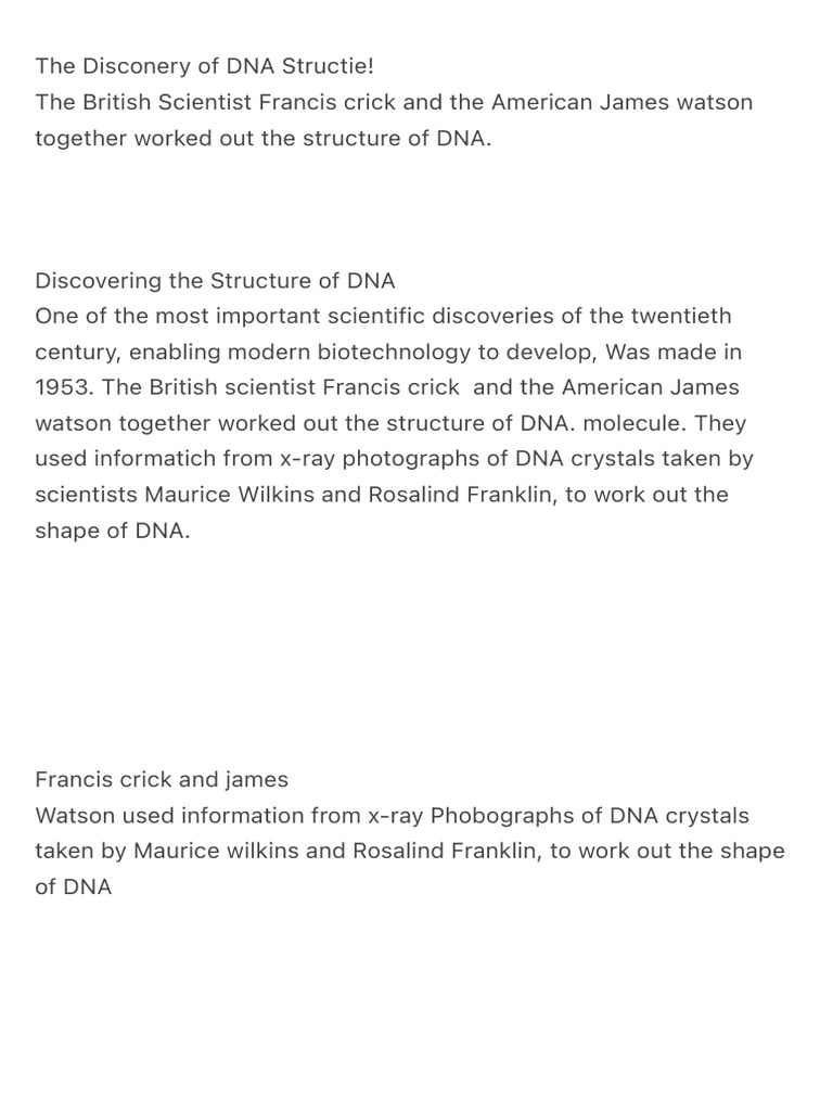 Discovery of DNA Structure | PDF