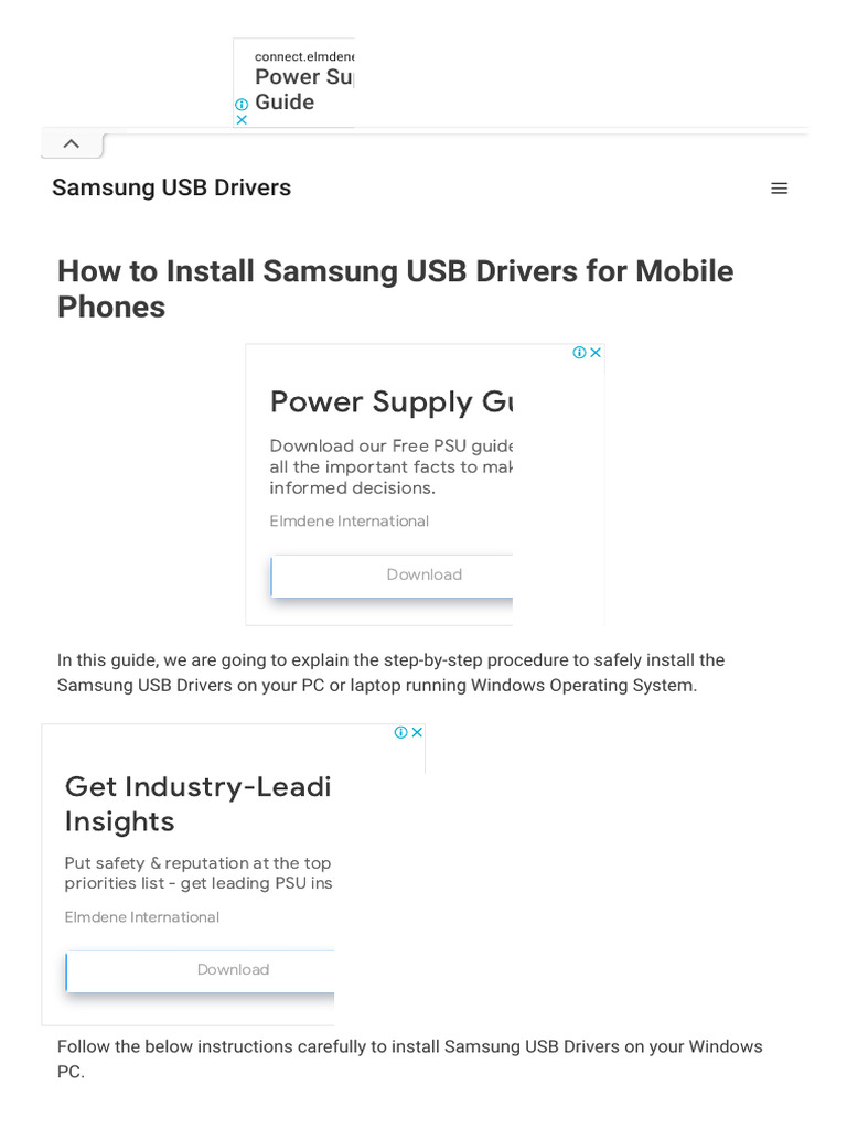 How To Install Samsung USB Drivers For Mobile Phones - Samsung USB ...