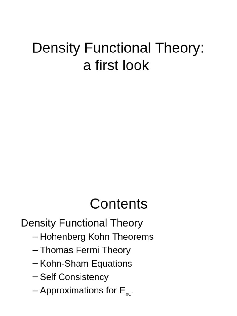 Density Functional Theory A First Look | PDF | Density Functional Theory | Physics