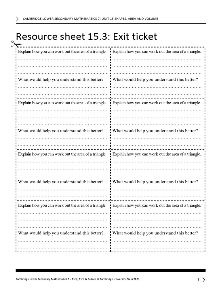 Stage - 7 - Maths - Resource - Sheet - 15 - 3 - Exit Ticket | PDF ...