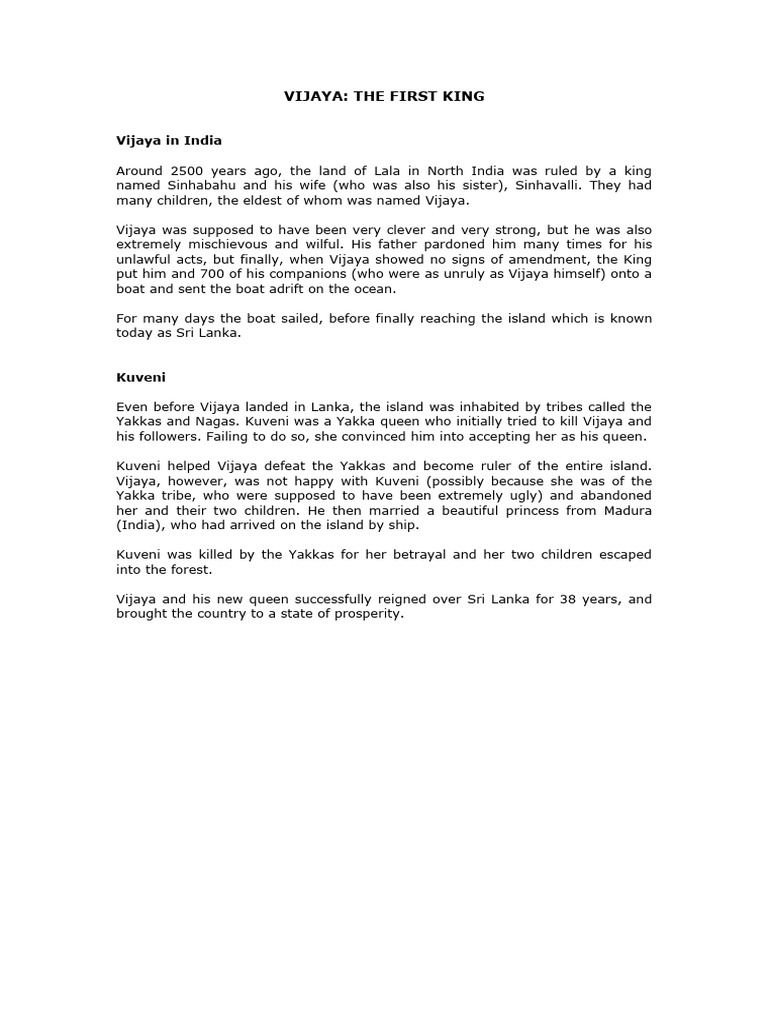 Sri Lanka History 001 Vijaya | PDF