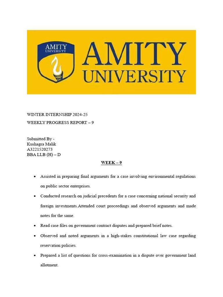 WINTER INTERNSHIP 2025 Week 9 - WPR | PDF