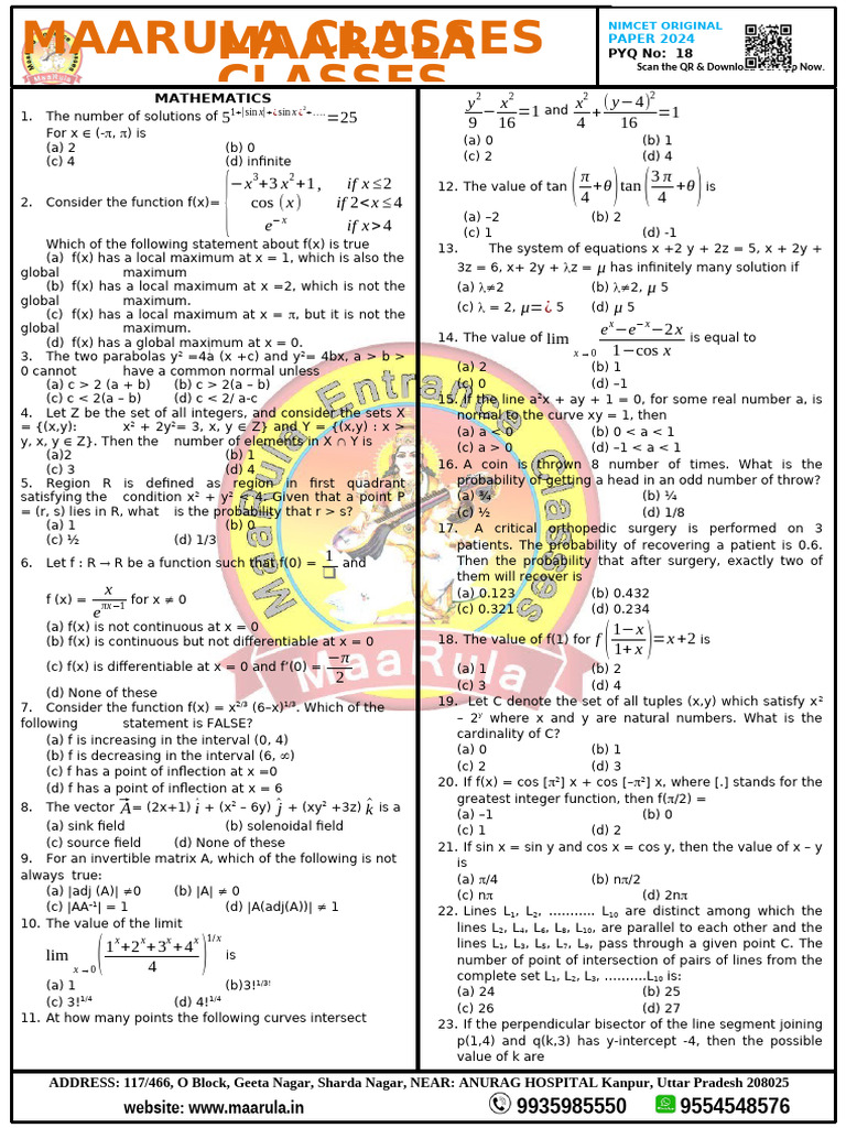NIMCET 2024 With Solution Word File | PDF | Random Access Memory ...