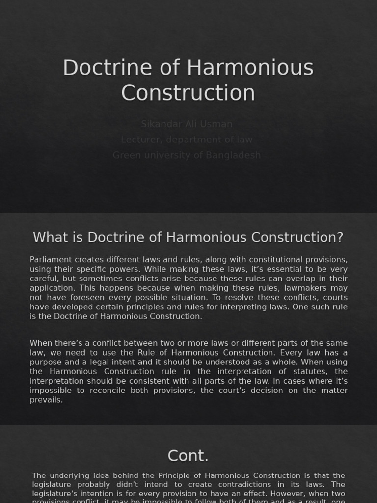 Rule of Harmonious Construction | PDF | Statutory Interpretation ...