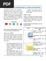 Class 10 Surface Area and Volume Formulas | PDF