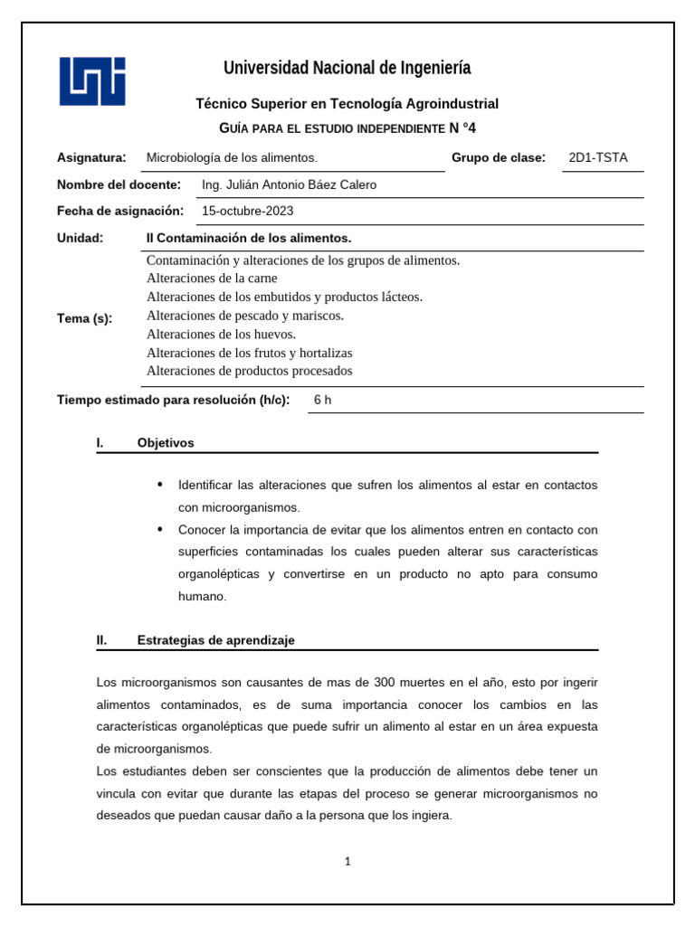 Guía de Estudio Independiente N°4 | PDF | Alimentos | Carne