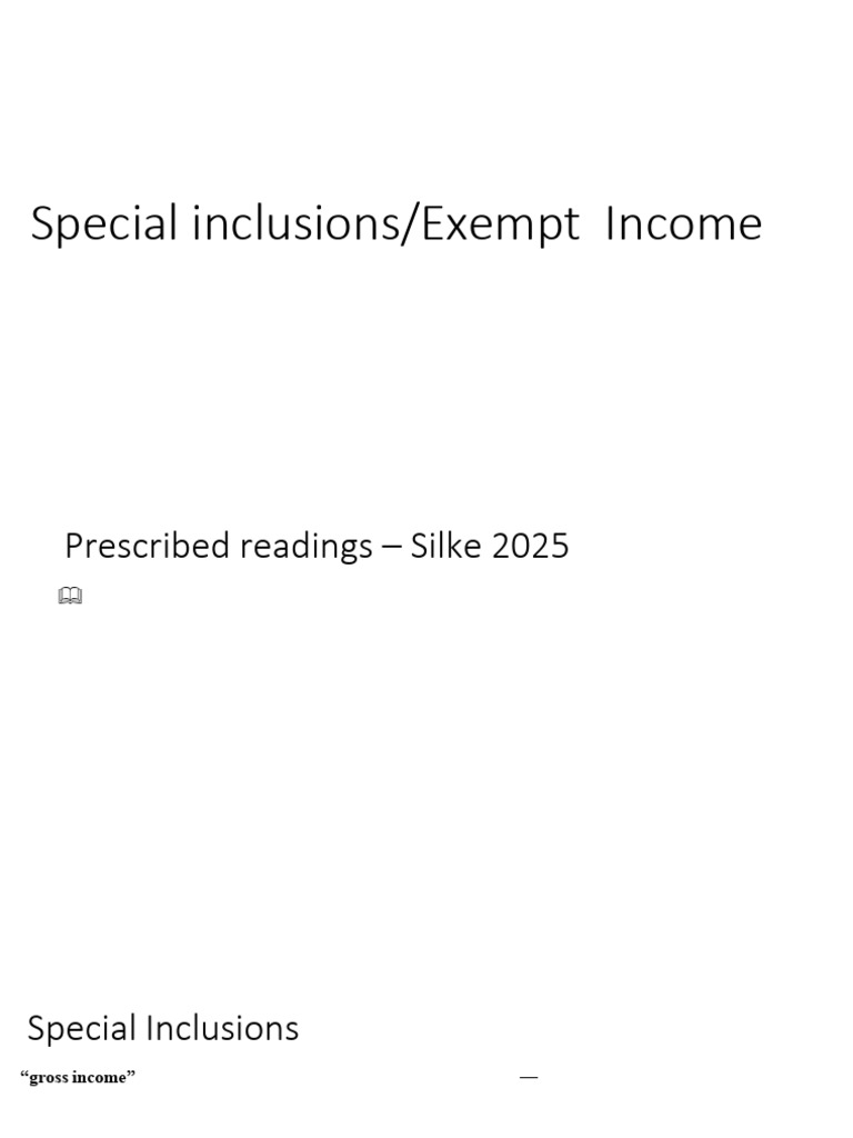 Special Inclusions and Exempt Income Guide | PDF | Dividend | Gross Income