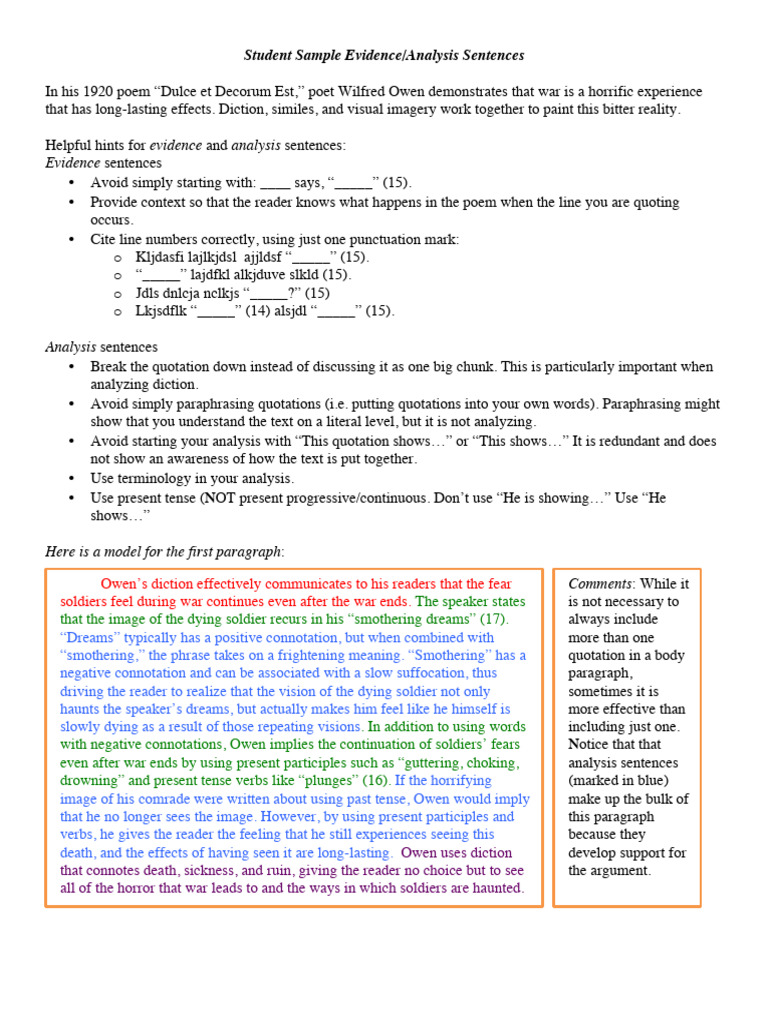 Student Sample Evidence And | PDF | Grammatical Tense | Verb