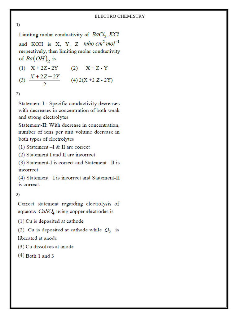 Electro Chemistry QP | PDF