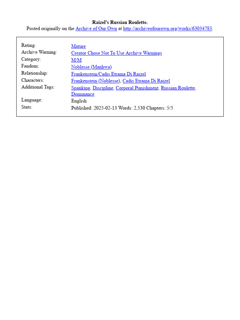 Raizels Russian Roulette | PDF