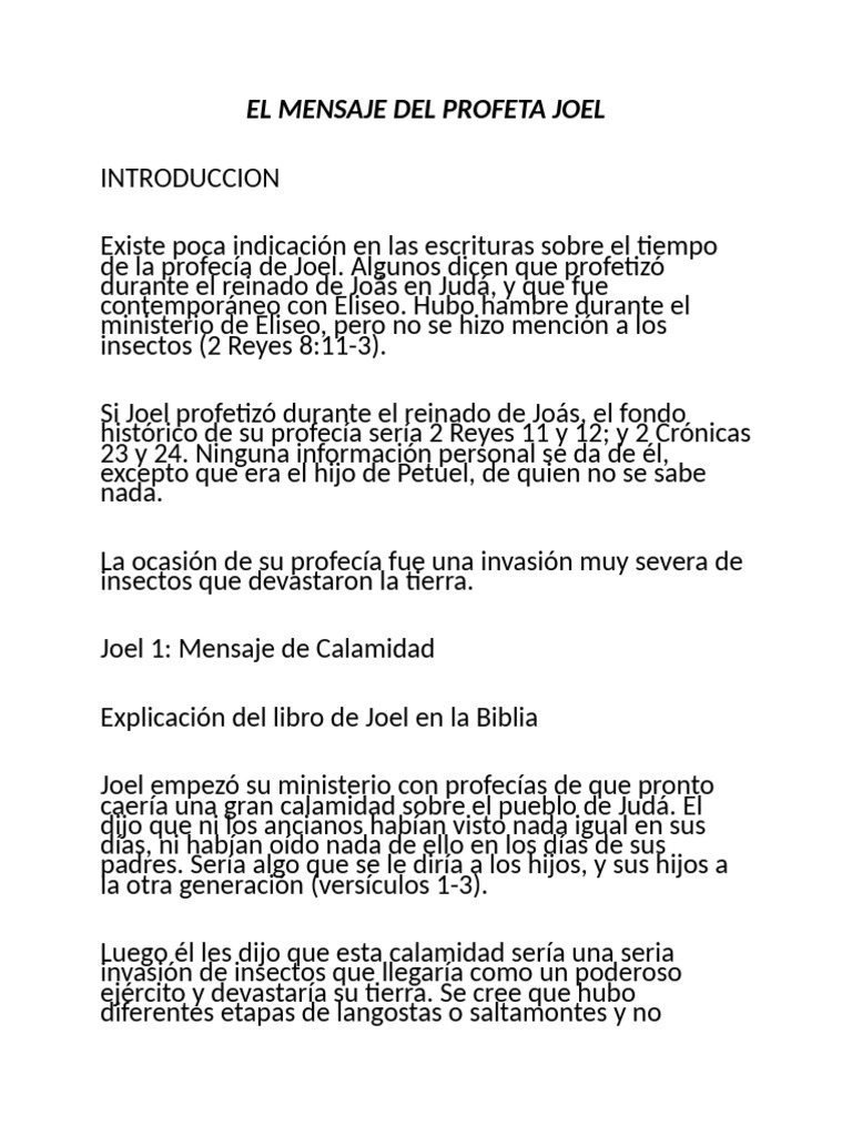 El Mensaje Del Profeta Joel | PDF | Armagedón | Profecía