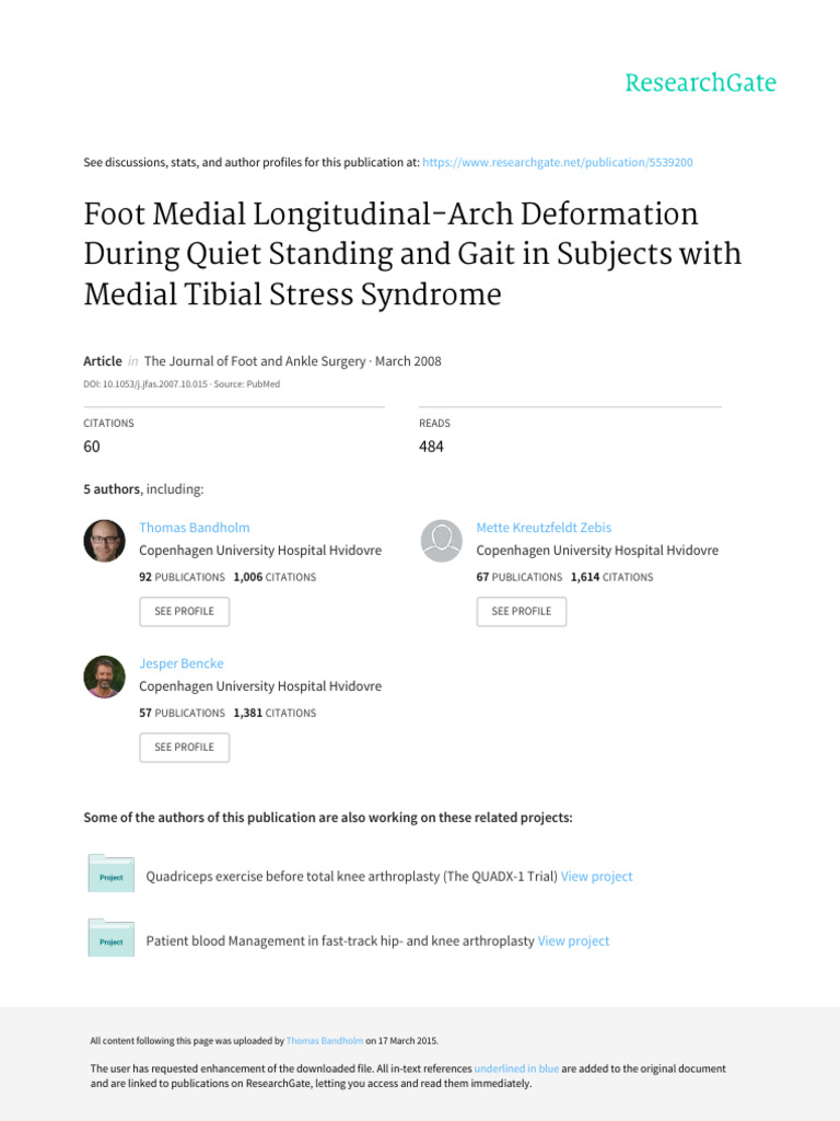 Foot Medial Longitudinal-Arch Deformation During Quiet Standing and ...