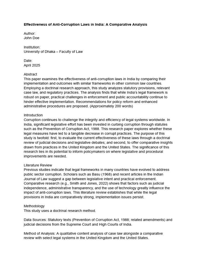 Academic Research Paper | PDF | Corruption | Policy