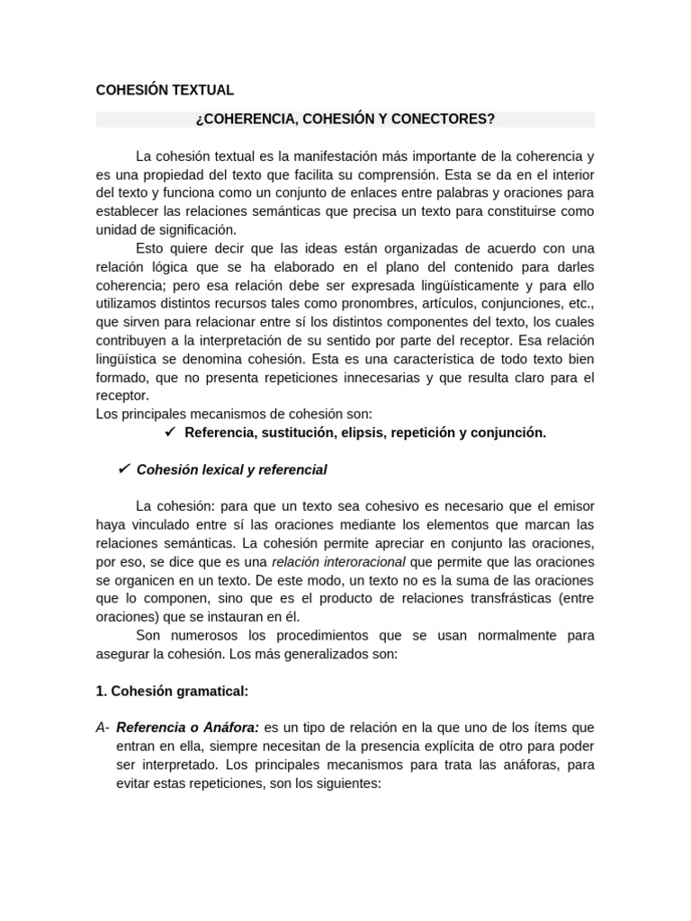 Cohesión Textual | PDF | Pronombre | Adverbio