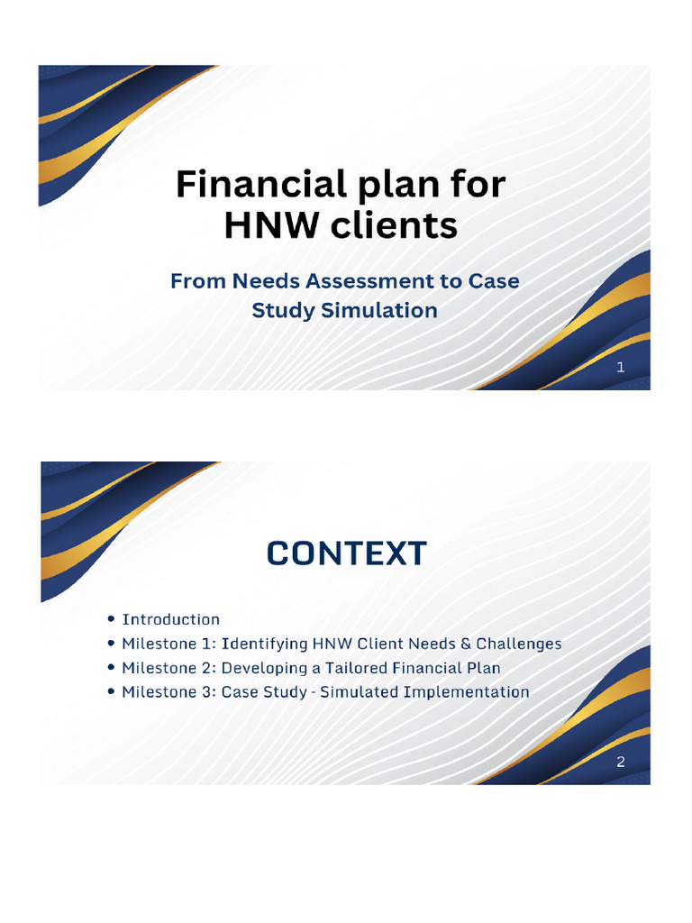 Financial Plan For HNW Clients in Retail Banking | PDF